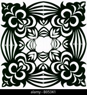Contemporary paper cutting with symmetrical floral design by Miss Wanda ...