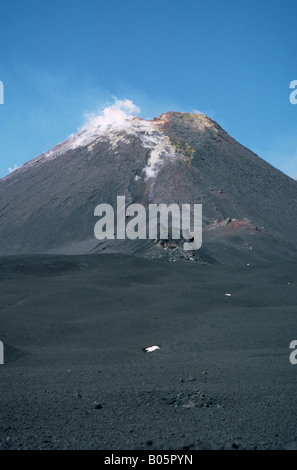 Europe's most active volcano Mount Etna, Sicily, seen at sunset, with a ...
