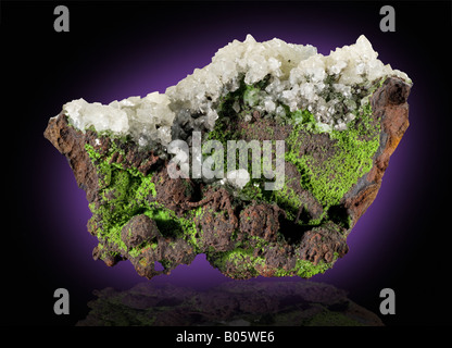 Conichalcite with Calcite, Ojuela Mine, Mapimi, Durango, Mexico Stock ...