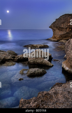 Moonlight by the sea Stock Photo - Alamy