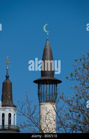 Mosque Minaret with Crescent Moon Symbol of Islam Stock Photo - Alamy