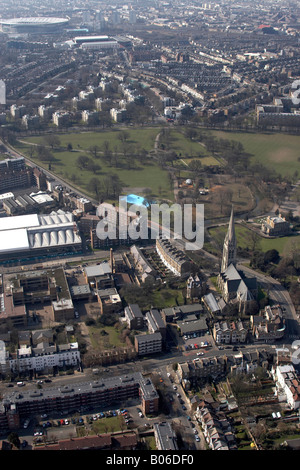 Aerial view west of Arsenal FC football Stadium Highbury suburban ...