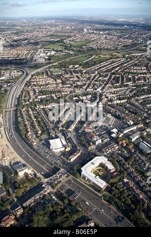 Aerial view south east of Charlie Brown s roundabout A406 M11 Woodford ...