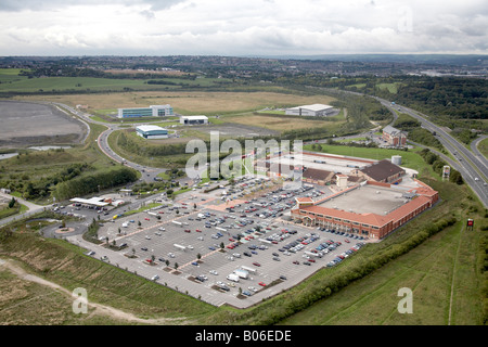 aerial view of Morrisons supermarket at Morton Park, Darlington, County ...