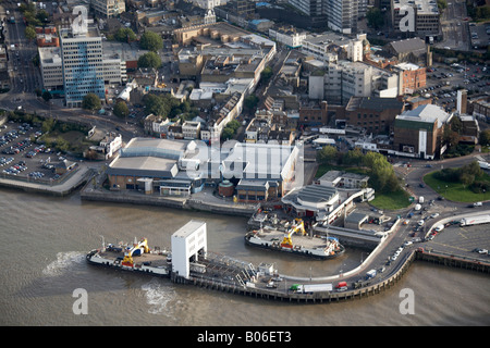 aerial view of Woolwich, SE18, East London with The River Thames, UK ...
