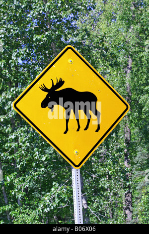 Moose crossing sign Stock Photo - Alamy