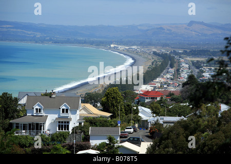 View of Napier seafront from Bluff lookout North Island New Zealand ...