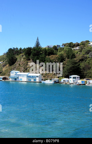 New Zealand, North Island, Paremata, houses along Porirua Harbour Stock ...