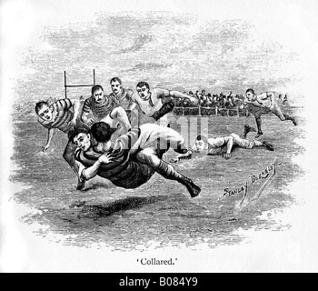 Victorian Rugby 1887 engraving of The Rugby Union Game an early ...
