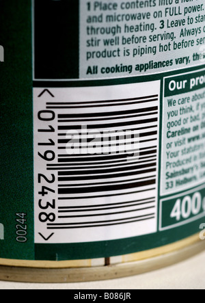Food tin product supermarket barcode on tin can Stock Photo - Alamy