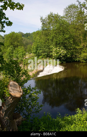 Weir on the River Etherow at Etherow Country Park at Compstall near ...