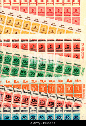 Germany 1923 hyper-inflation period postage stamp complete sheets Stock ...