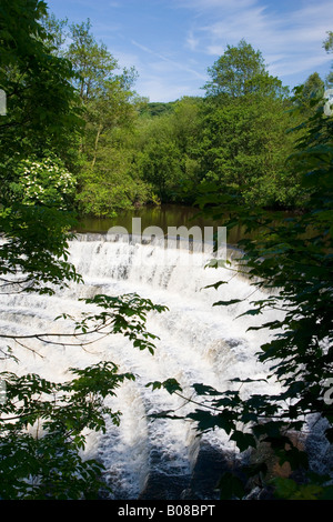 Weir on the River Etherow at Etherow Country Park at Compstall near ...