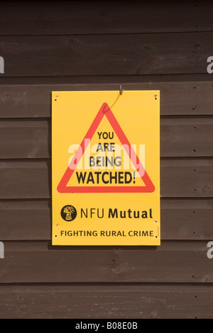 'You are being watched' NFU Mutual sign on a farm property, Aldeburgh ...
