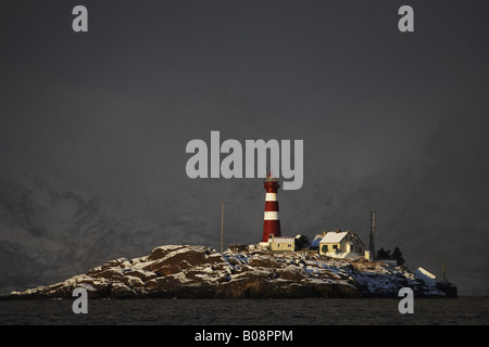 Skrova fyr, lighthouse, in Lofoten islands, North Norway Stock Photo ...