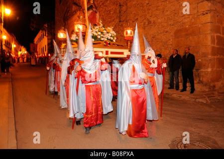 Penitents wearing penitential robes (nazareno), Holy Week procession ...