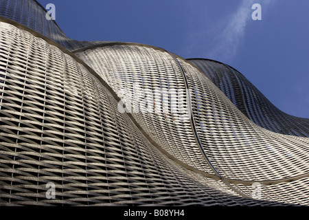 Waves of an architectural cladding of a steel weave at dusk Stock Photo ...