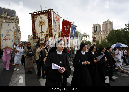 Catholics celebrating the Assumption of Mary, Paris, France Stock Photo ...