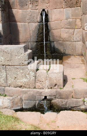Inca fountain, ancient water system, [Machu Picchu], Peru, "South ...