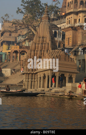 Early morning on the banks of the Ganges at Varanasi Uttar Pradesh ...