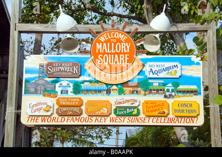 A Mallory Square sign with all the shops, Key West, Florida, USA Stock ...