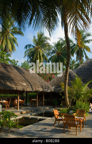 Restaurant bar area Kuramathi Spa Kuramathi Island Maldives Stock Photo ...