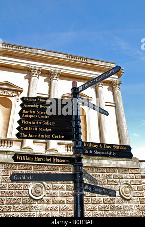 Street direction information sign, bath city centre Somerset UK Stock ...