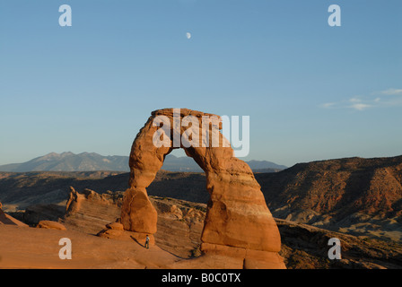 Full moon over Delicate Arch Arches Bows National Park Utah USA Stock ...
