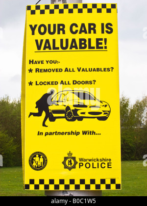 Police Warning Notice - Motorists You are at risk from thieves Stock ...