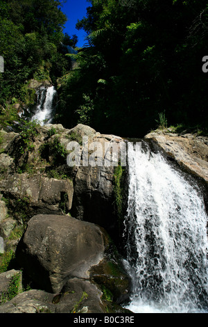 Waterfall and river cascade at Kaiate Falls, near Tauranga, western Bay ...