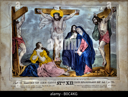 Jesus raised on the cross Stock Photo - Alamy