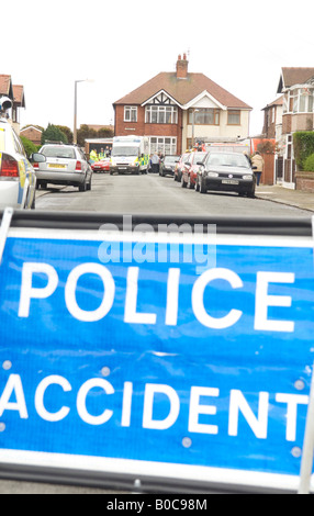 A police accident road closed sign Stock Photo - Alamy