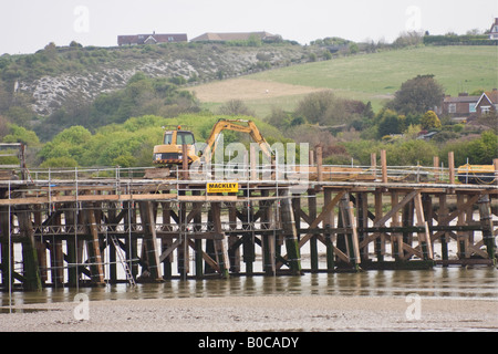 The Old Toll Bridge across the River Adur with a wreck in the Stock ...