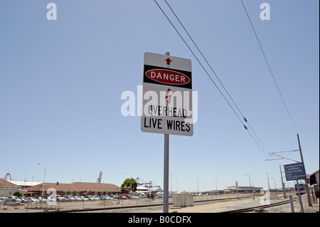 Sign warning of overhead live wire Stock Photo: 37171179 - Alamy