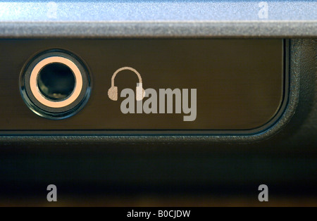 headphone and microphone sockets from laptop computer close up Stock ...