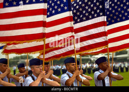 USAF Basic Training parade flags Stock Photo - Alamy