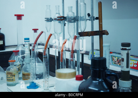 A shot of a group of chemical jars and containers in a laboratory Stock ...