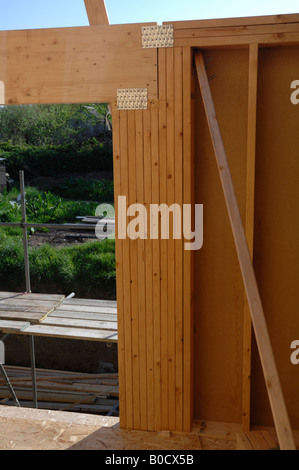 Timber frame house construction Marloes Haverfordwest Wales UK Europe ...