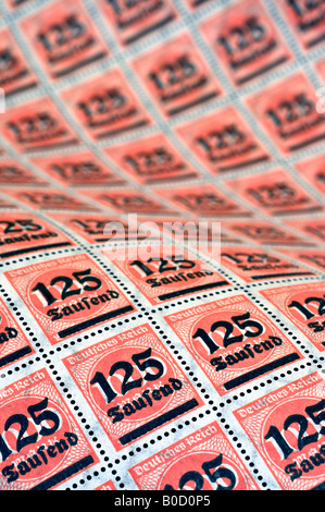 Germany 1923 hyper-inflation period postage stamp complete sheets Stock ...