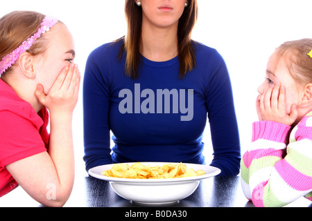 Children with Crisps Models Released Stock Photo - Alamy