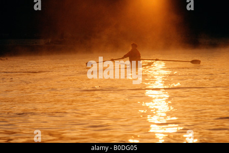 Sculling on the Schuylkill RIver at sunrise, Philadelphia, Pennsylvania ...