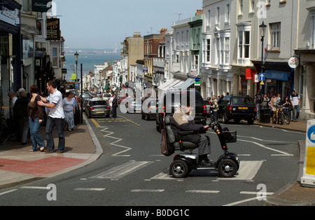 Shops in Union Street, Ryde, Isle of Wight UK in summer, with cars ...