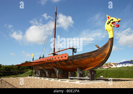 The 'Hugin' replica Viking ship, Ramsgate, Kent, England, UK Stock ...