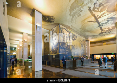 Rockefeller Centre lobby ceiling "American Progress" mural by Spanish ...