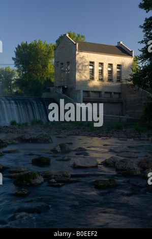 Mitchell Powerhouse and dam, Interstate Park, Mitchell County, Iowa USA ...