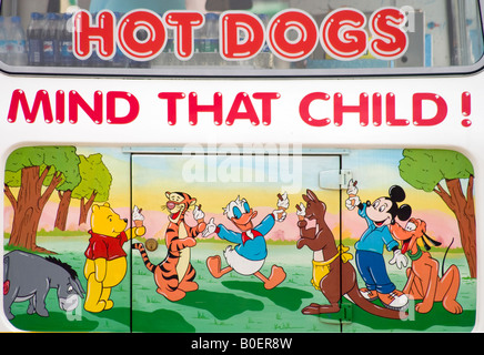 Ice cream van "mind that child" sign, London, UK Stock Photo - Alamy