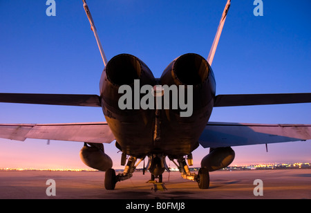 F18 fighter plane of the Spanish army at the Son Sant Joan air base in ...