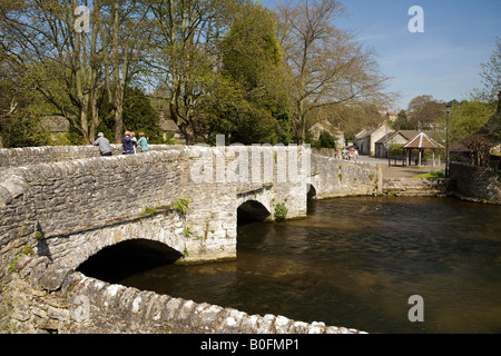 Medieval Sheepwash Bridge over the River Wye and washfold pens in the ...