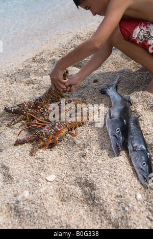 One Sea Fish Hooked Stock Photo - Alamy