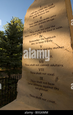 The ten commandments carved in stone tablets outside the Shrine of the ...